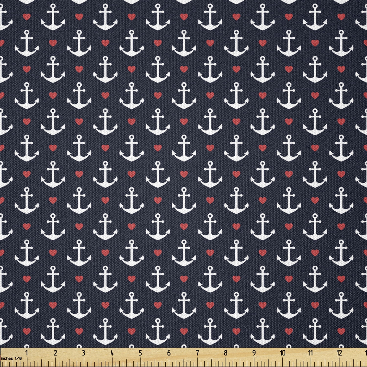 Anchor Fabric by The Yard, Pattern with Small White Anchors and Little ...