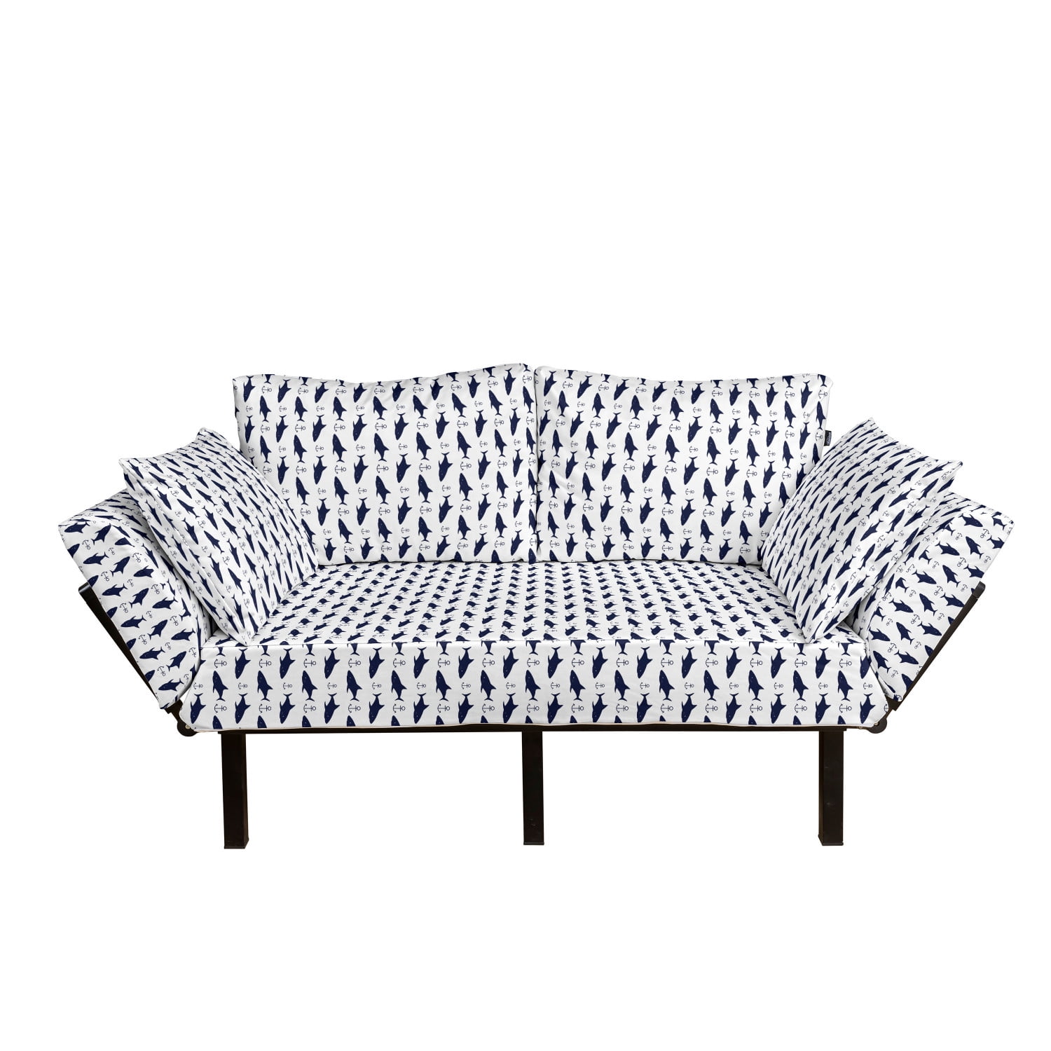Anchor Futon Couch, Aquatic Pattern with Sharks and Anchors ...