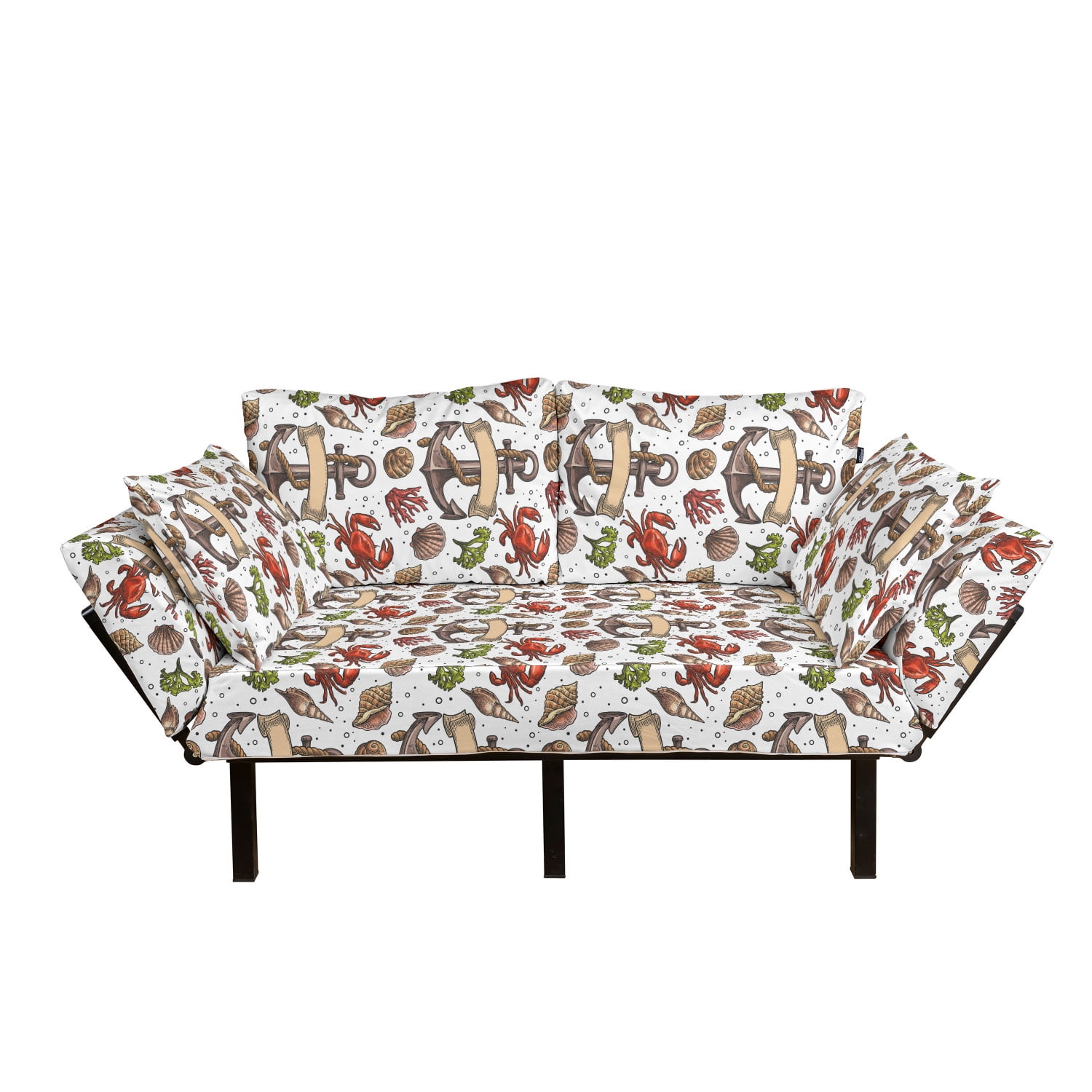 Anchor Futon Couch, Sea Shell Coral Crab and Anchor with Ribbon and ...
