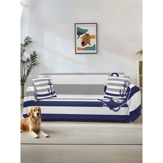 Anchor Gray Couch Cover Sofa Covers 3 Cushion Sectional Couch, Modern ...