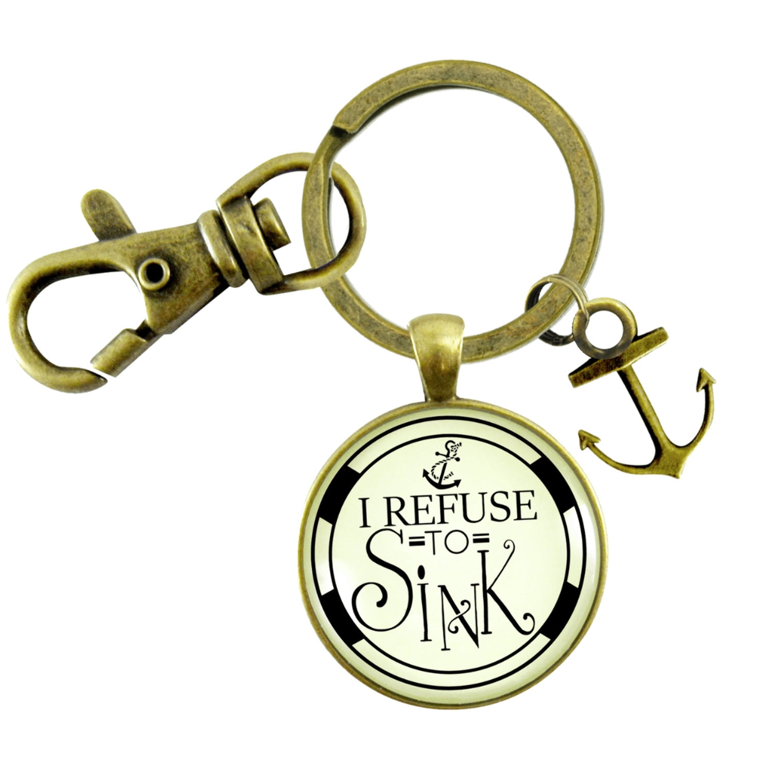 Anchor Gutsy Goodness Bronze Keychain I Refuse to Sink Courage Nautical ...