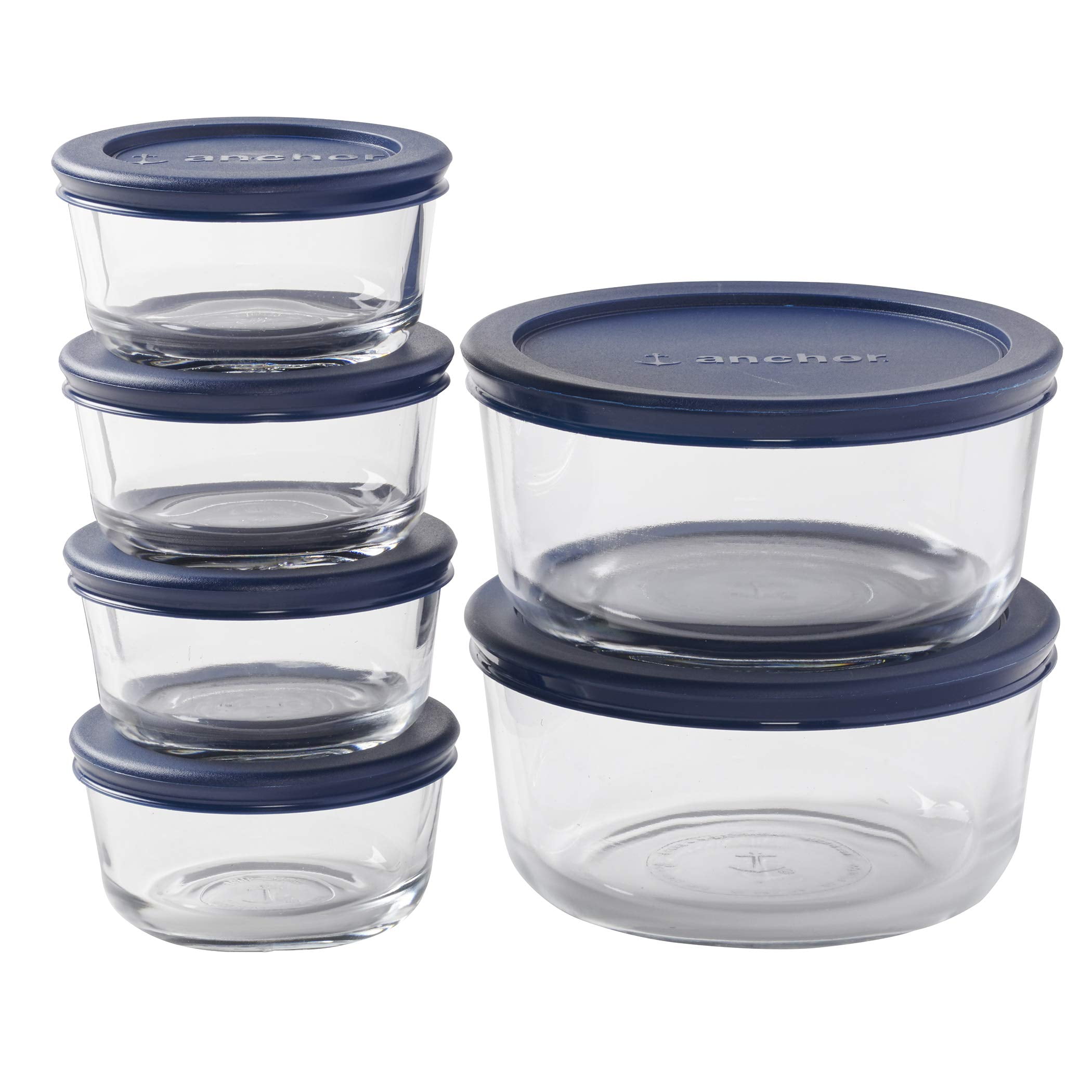 Anchor Hocking 12 Piece Glass Storage Containers with Lids (6 Glass ...