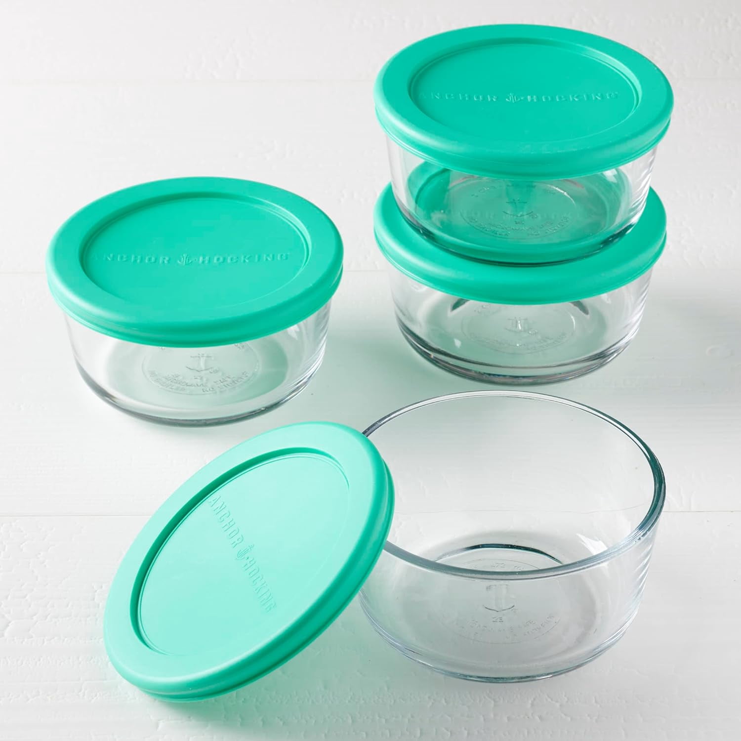 Anchor Hocking 2 Cup Glass Storage Containers with Lids, Set of 4 Glass ...