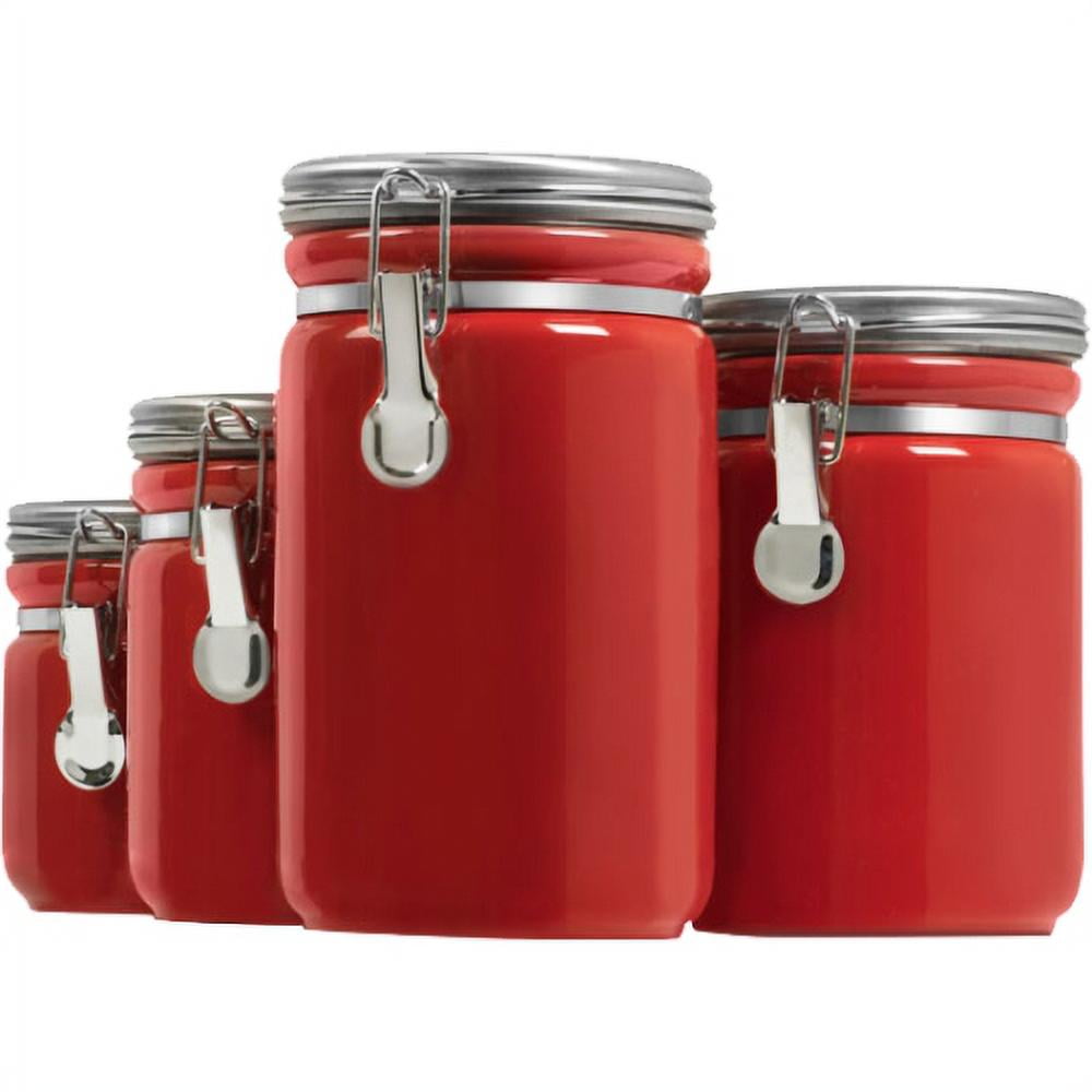 Red Ceramic Canister Set