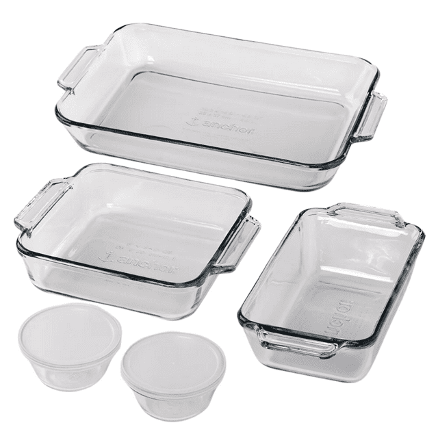 Anchor Hocking Glass Baking Dish Set, 7 Piece Glass Bakeware Set ...