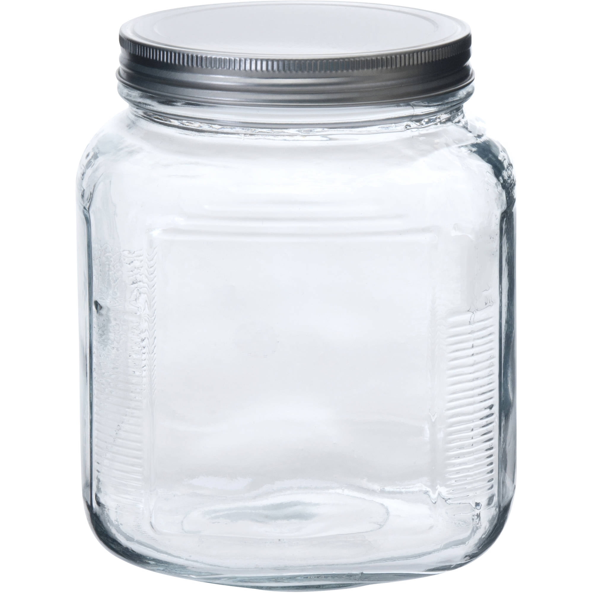 Anchor Hocking Clear Glass 2-Quart Cracker Storage Jar with Silver Lid ...