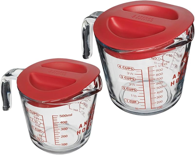 Anchor Hocking Glass Measuring Cups, 4 Piece Set (5 Ounce, 1 Cup, 2 Cup ...