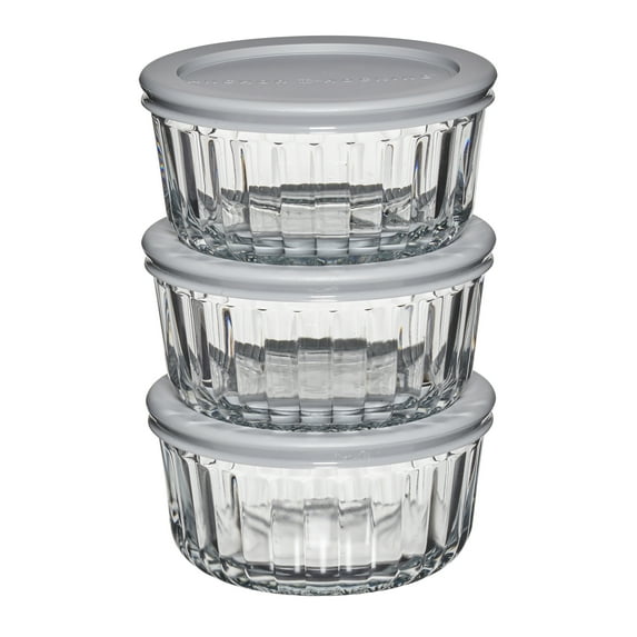Anchor Hocking Sculpted Glass Food Storage Container with Lids, 2 Cup ...