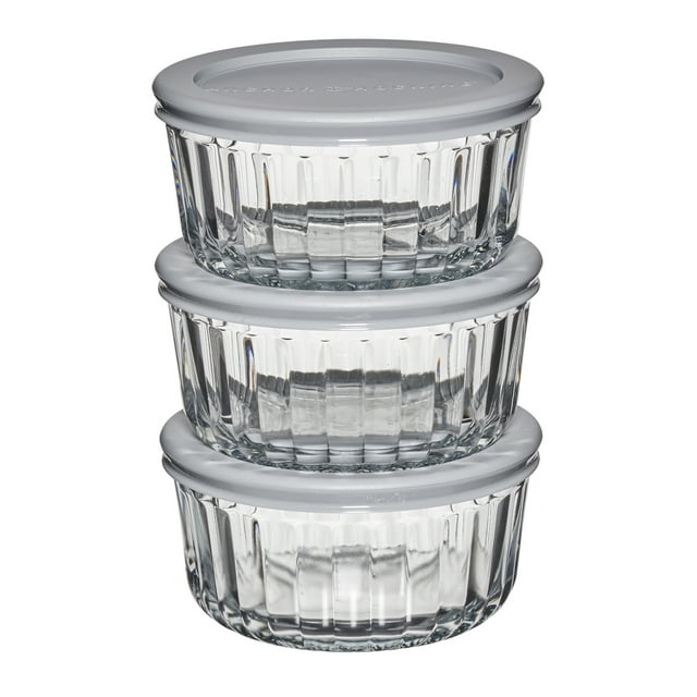 Anchor Hocking Sculpted Glass Food Storage Container with Lids, 2 Cup ...