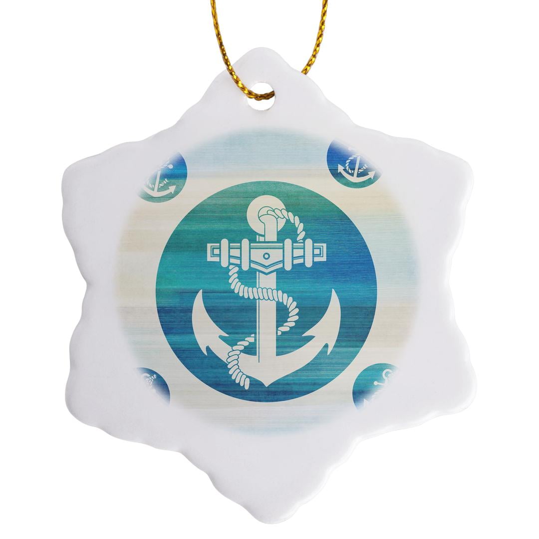 3drose, Anchor in Aqua Circles Nautical Beach Theme Art, 3 inch ...