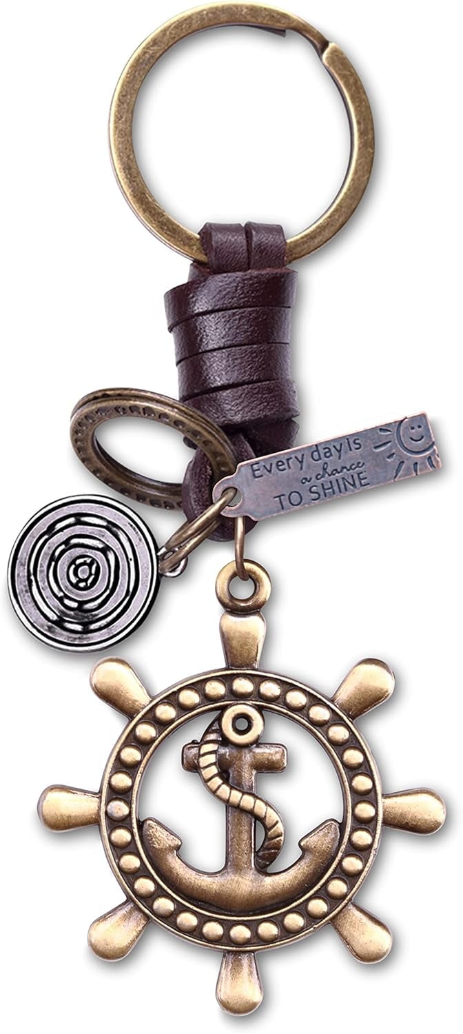 Anchor KeyRing Gift Ideas Sailor Leather KeyChains Addition Surprise ...