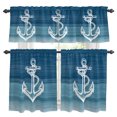 Anchor Kitchen Curtains Set for Windows, Blue Gradient Lines Curtains ...