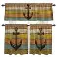 Anchor Kitchen Curtains Set for Windows, Vintage Yellow Orange Wood ...