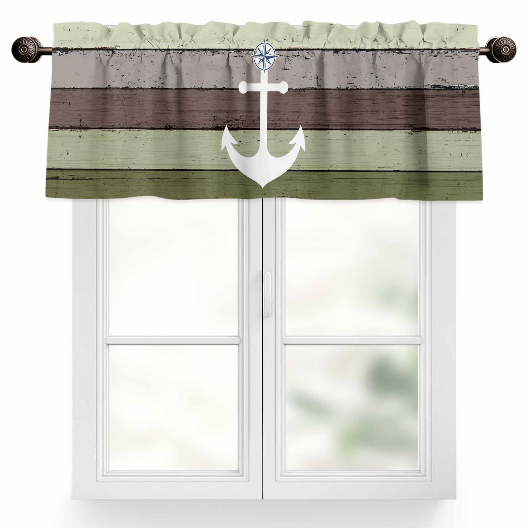 Anchor Kitchen Valances for Windows Farmhouse Sage Green Gray Retro ...