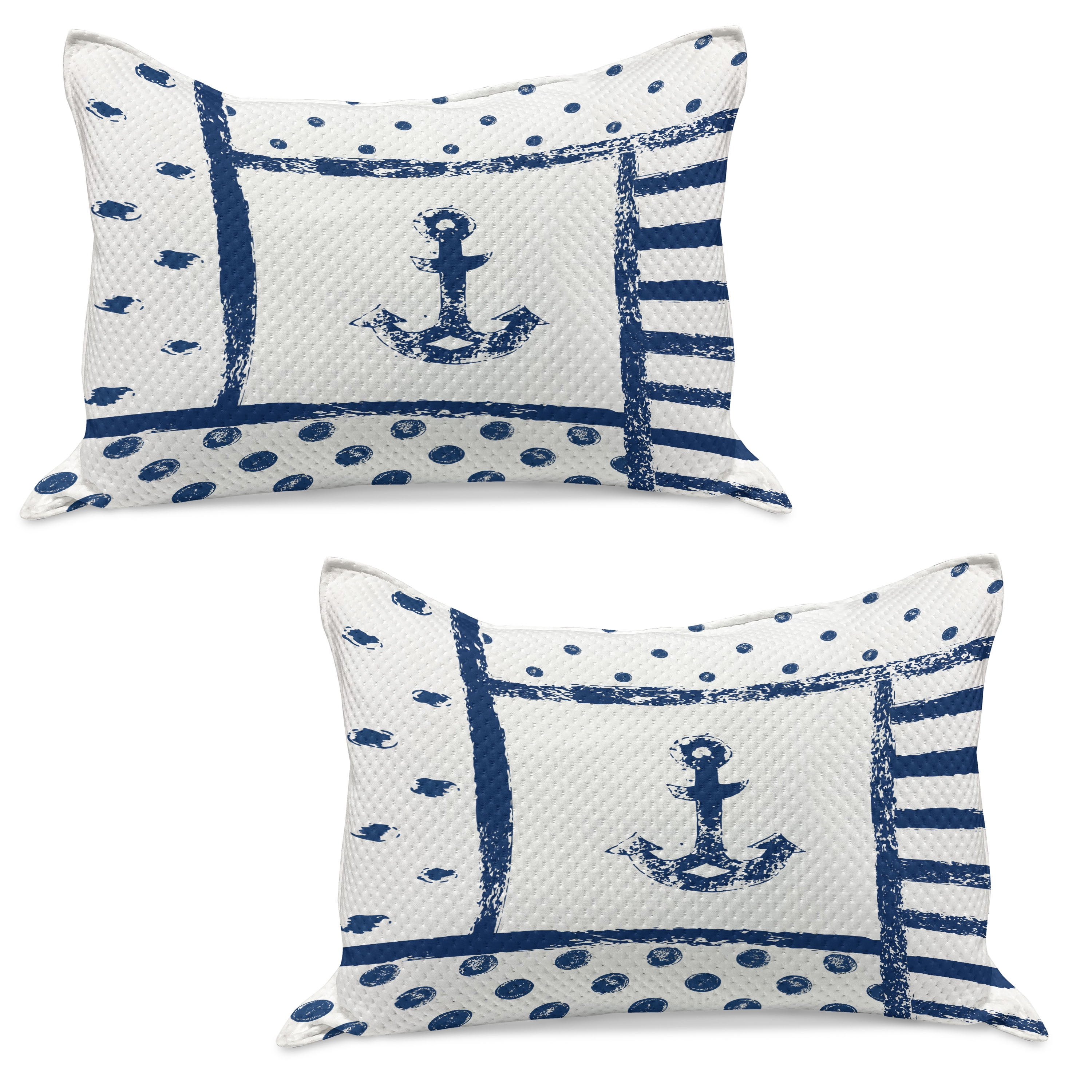 Anchor Knitted Quilt Pillowcover Set of 2, Grunge Murky Boat Marine ...