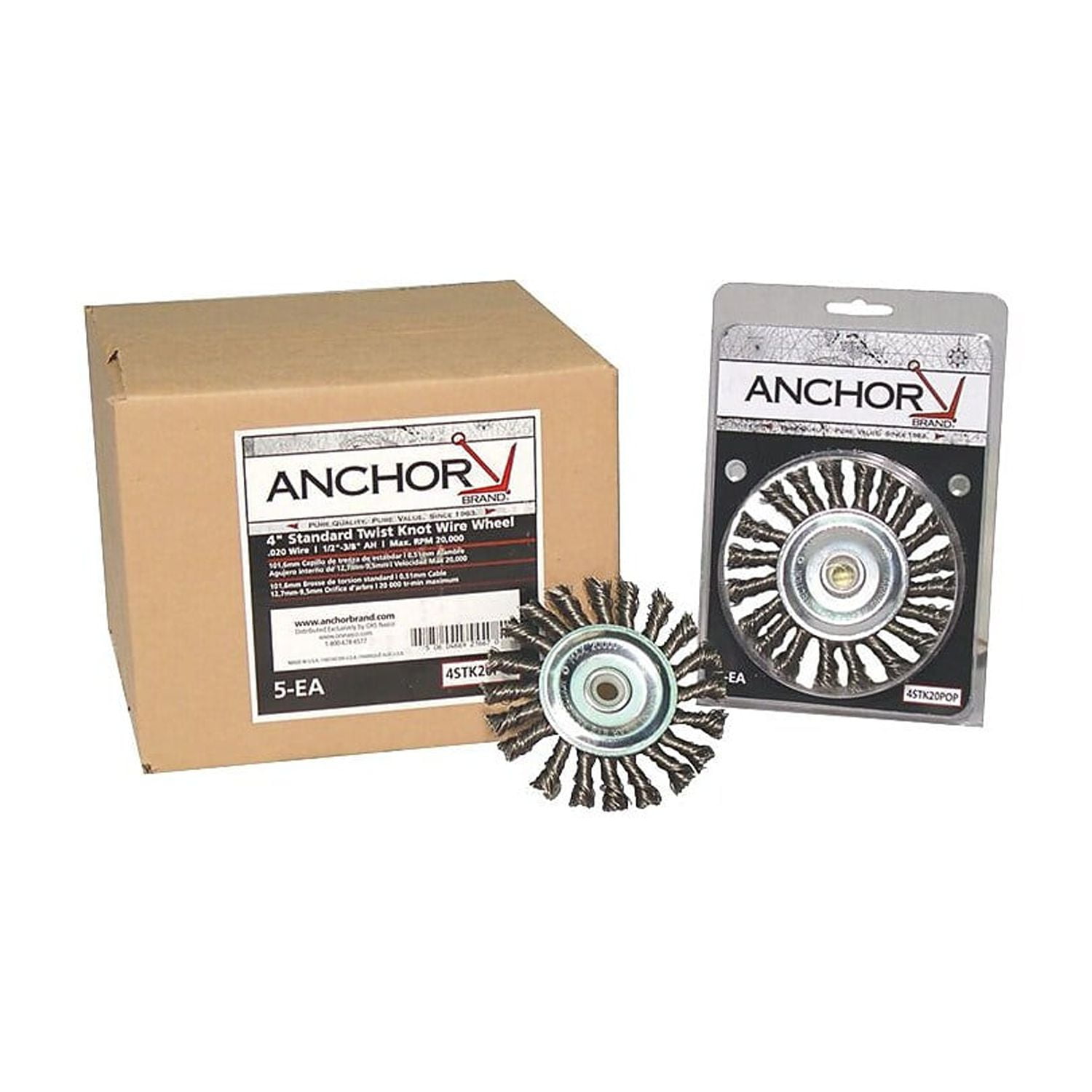 Anchor Knot Wheel Brush 4in Diameter Carbon Steel .014in Wire R4K58 ...