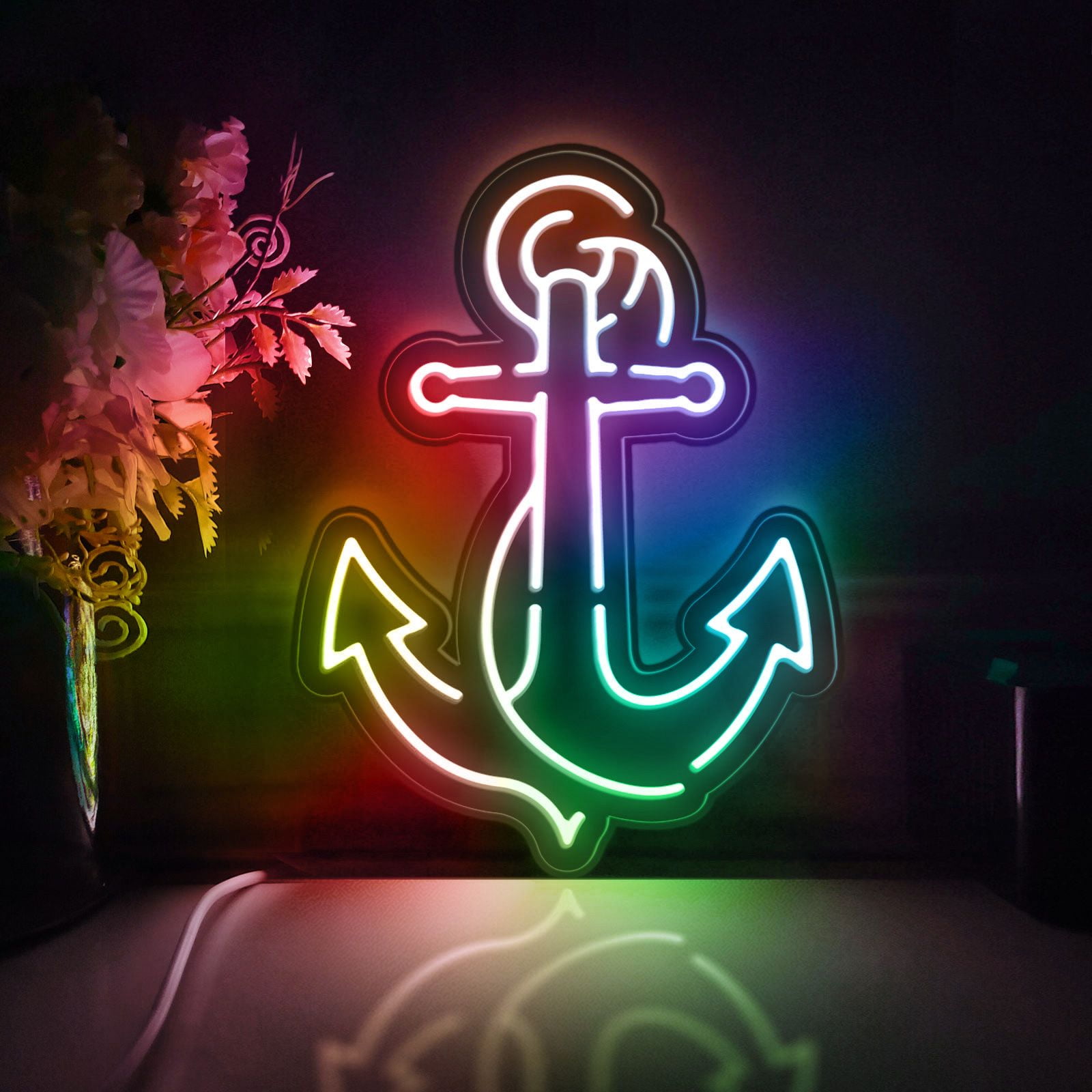 Anchor Led Light Box, Dimmable Neon-Like Light Signs USB Power for Wall ...
