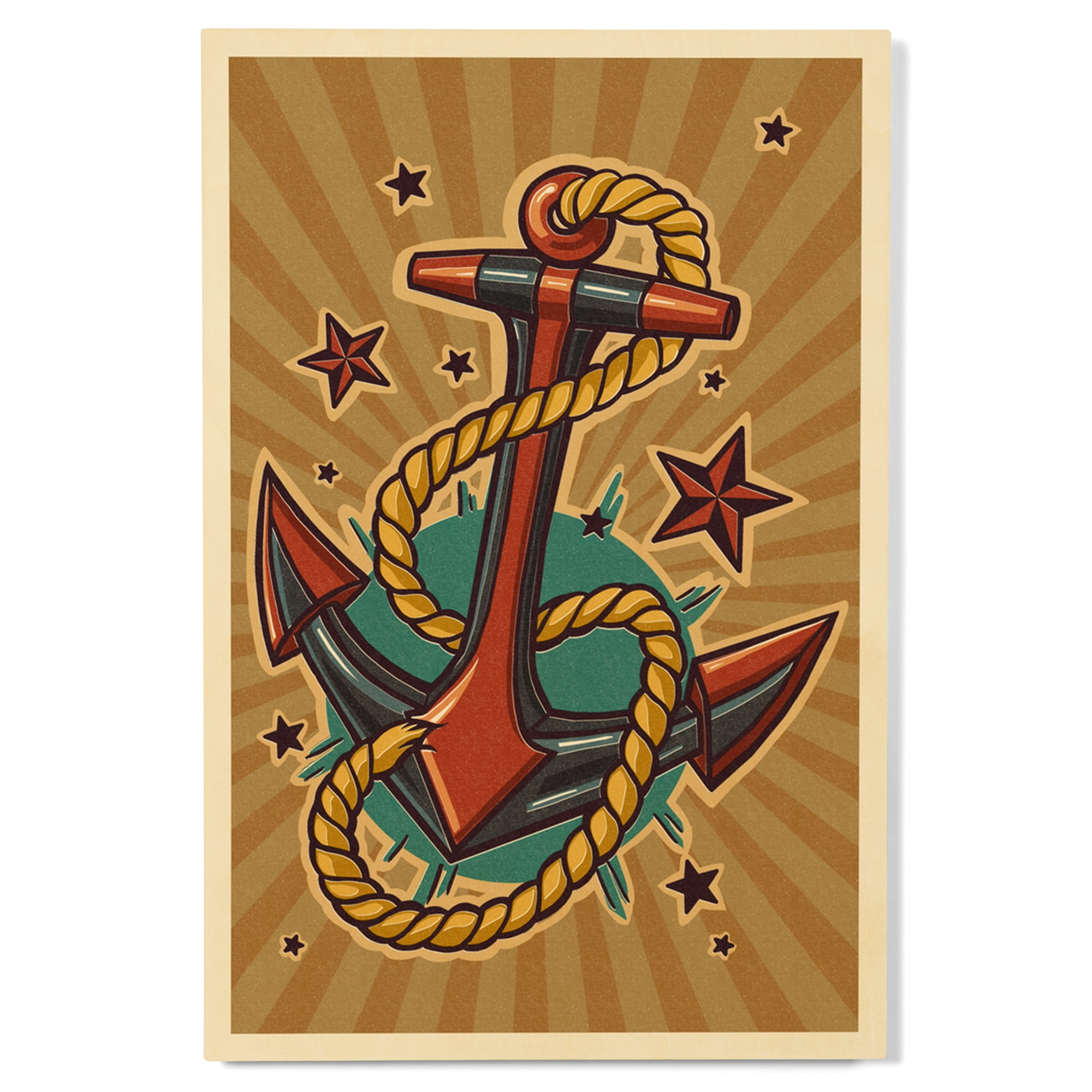 Anchor, Letterpress Birch Wood Wall Sign (12x18 Rustic Home Decor ...