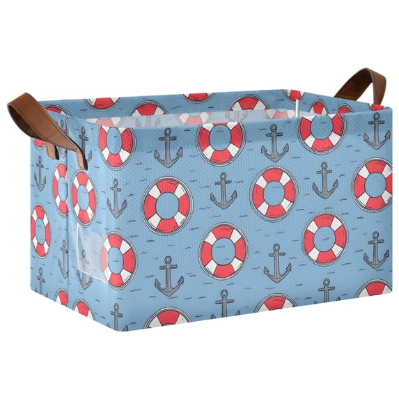 Anchor Life Buoy Pattern Collapsible Storage Bin Open Home Shelf Basket ...