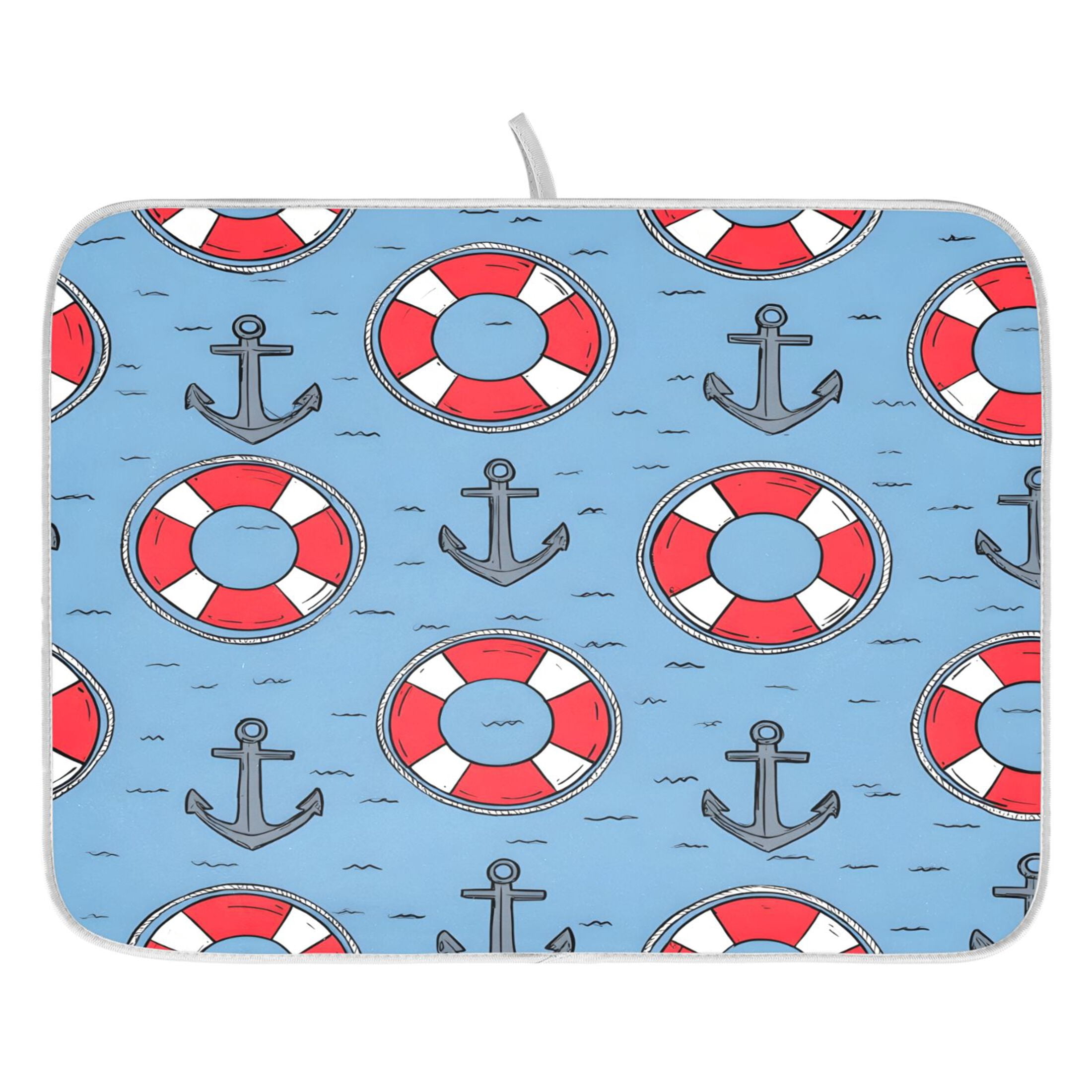 Anchor Life Buoy Pattern Drying Dish Mat Quick Drying Absorbent Soft ...