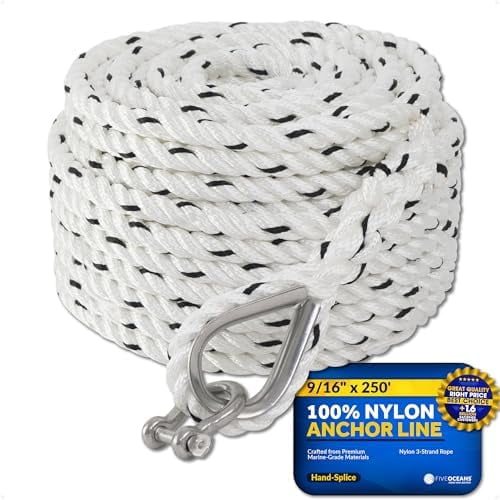 Anchor Line 9/16" x 250', Anchor Rope Line, Marine Premium 3-Strand ...