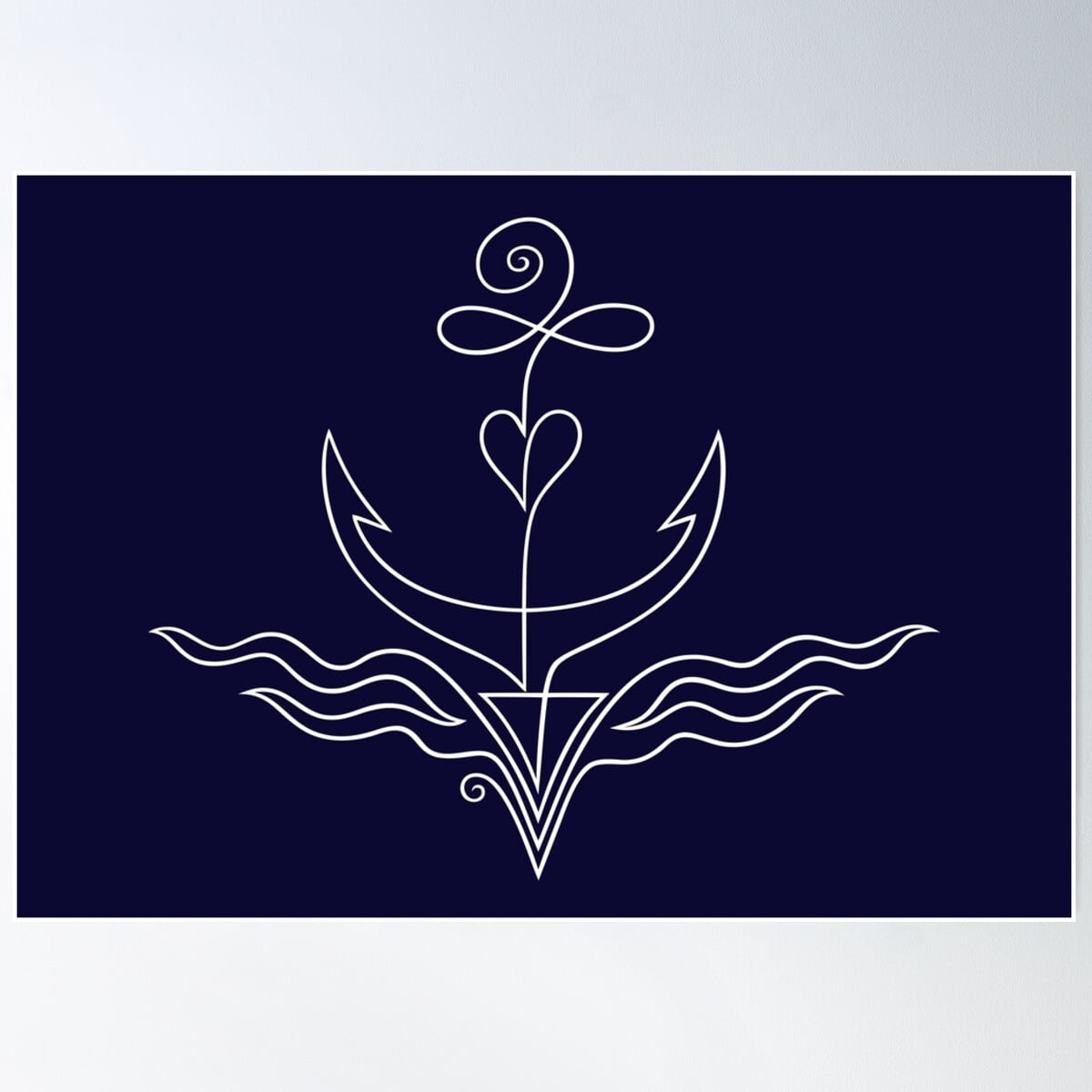 Anchor Minimalist Single Line Tattoo Poster Wall Art, Modern Wall Decor ...