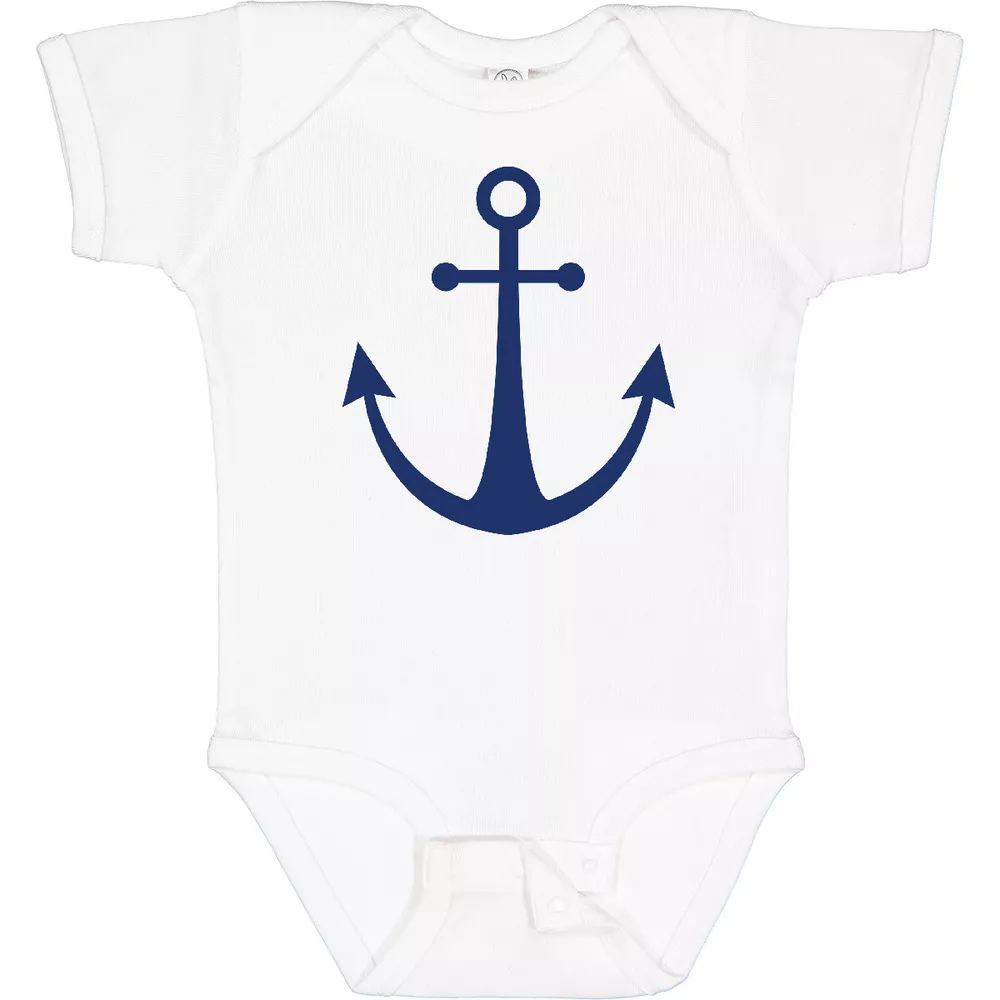 Anchor Nautical Baby Bodysuit Ocean Sailing Sail Beach Navy Blue Cute ...