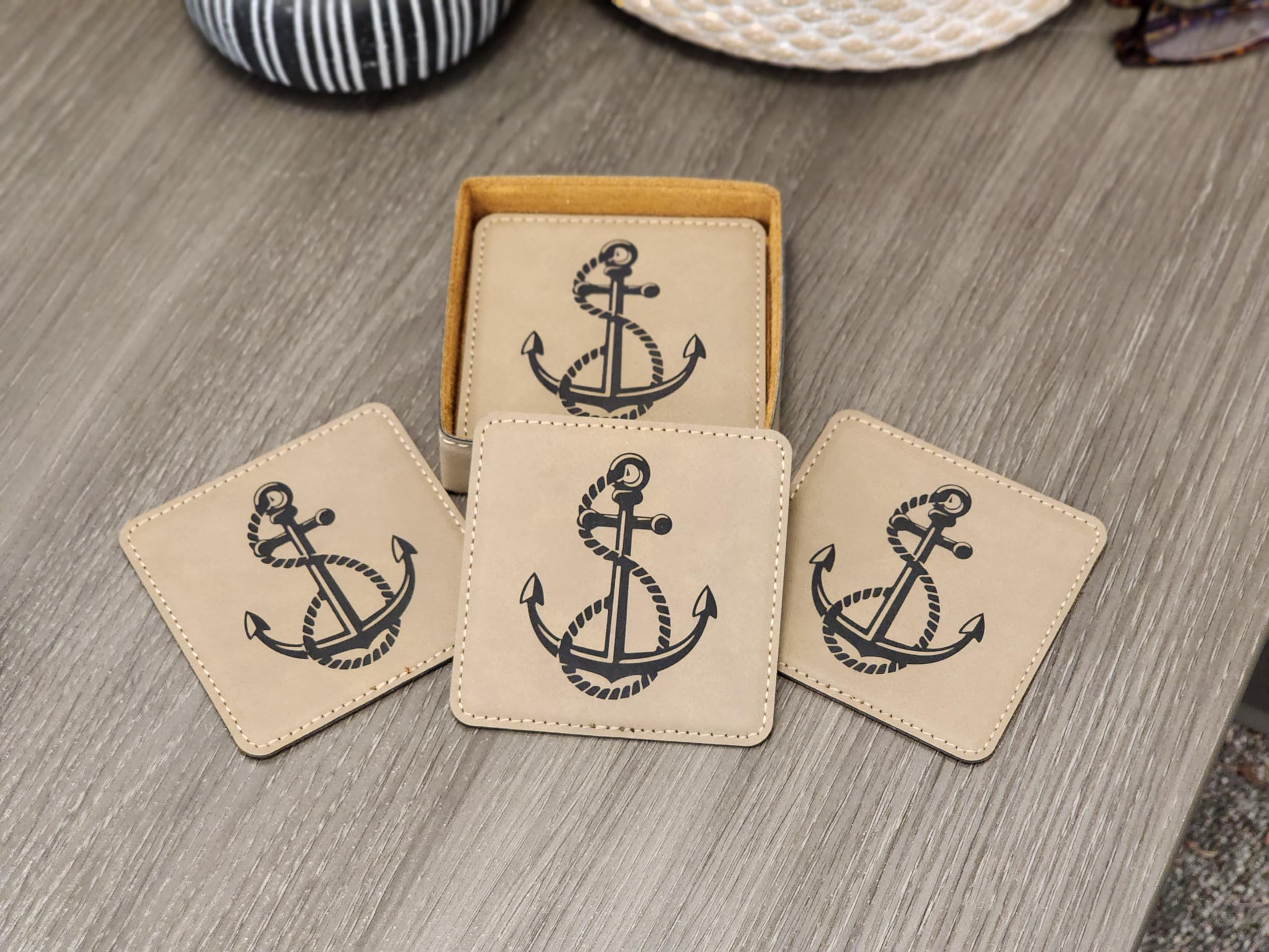 Anchor Nautical Coasters - Handmade Coasters Set of 6 - Engraved ...
