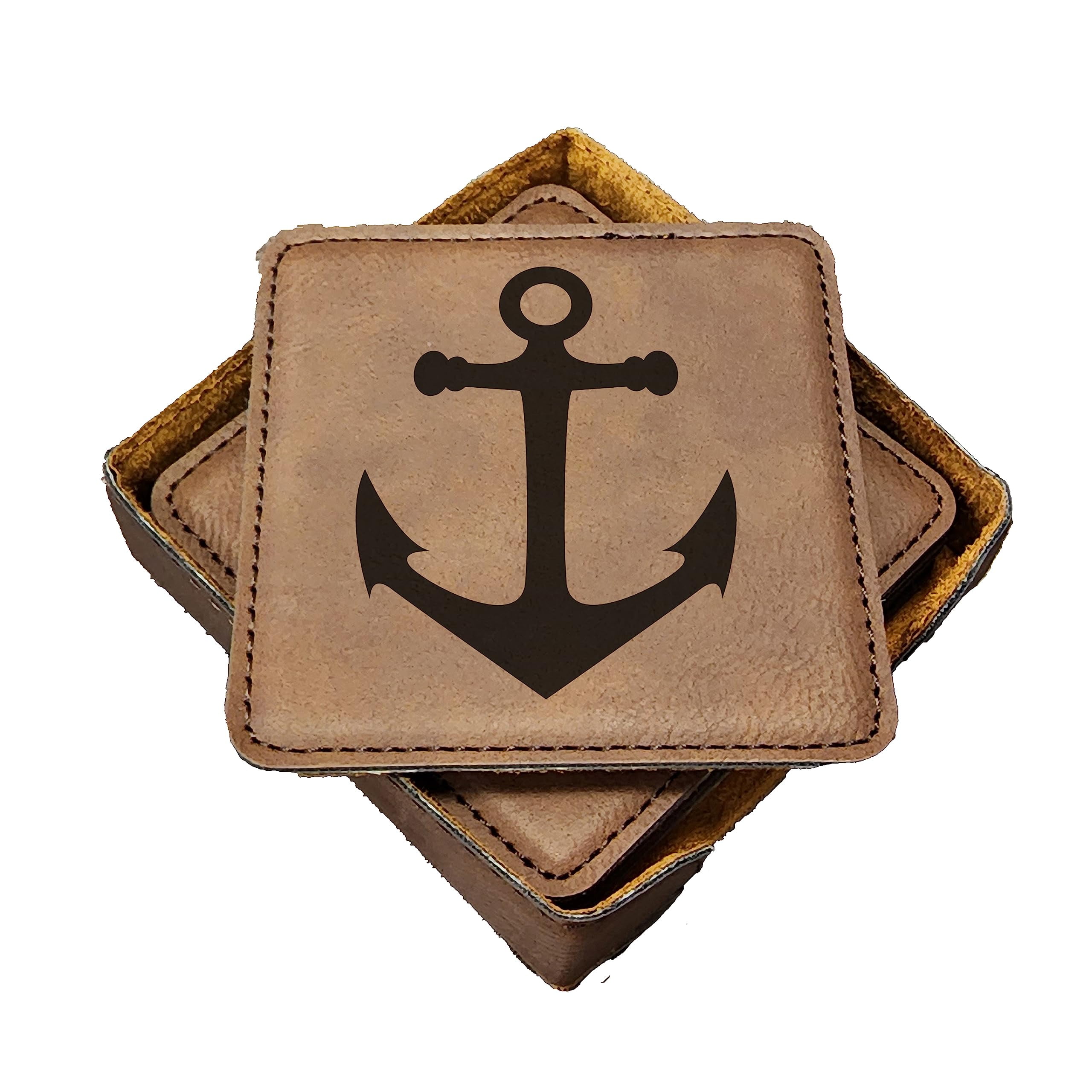 Anchor Nautical Coasters - Handmade Coasters Set of 6 - Engraved ...