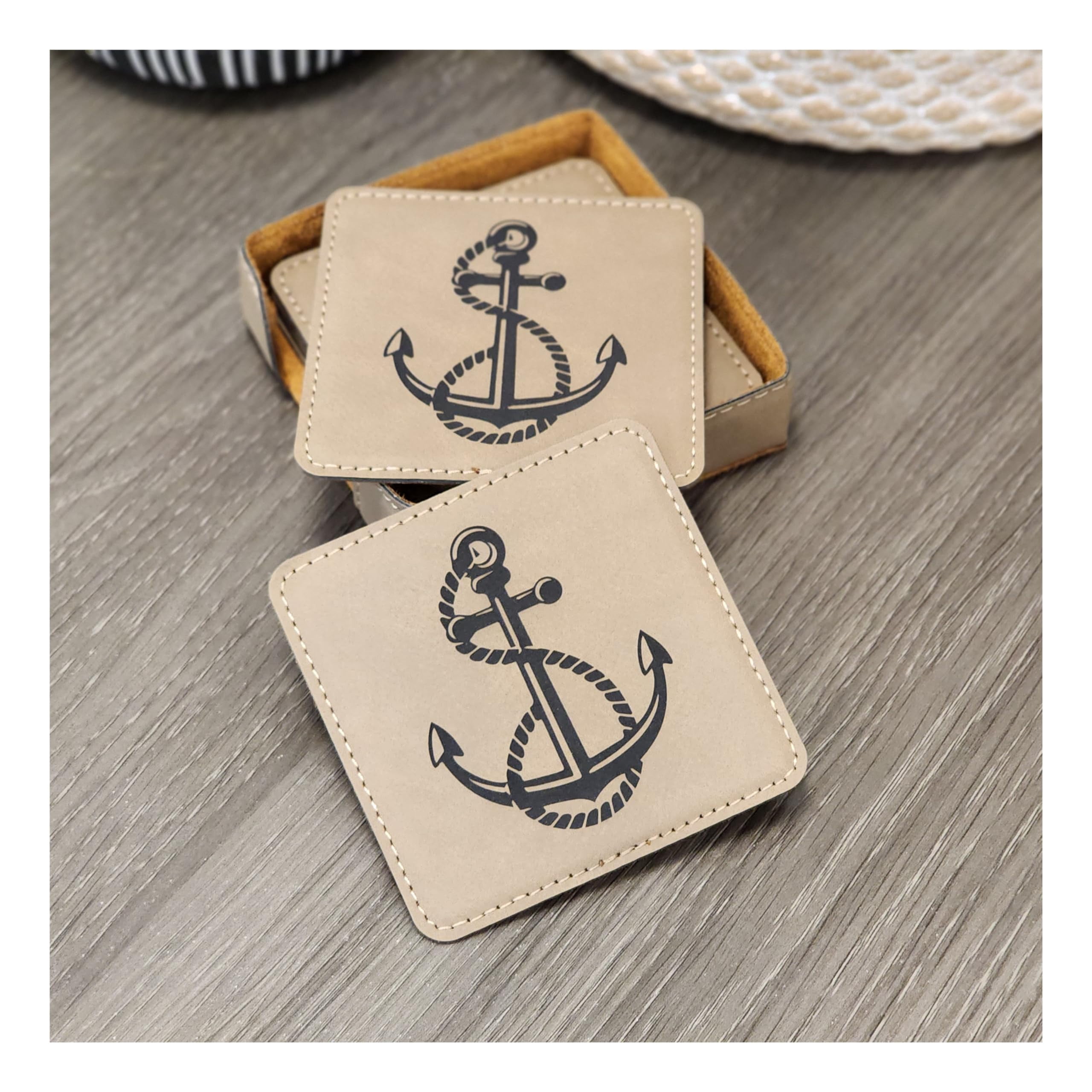 Anchor Nautical Coasters - Handmade Coasters Set of 6 - Engraved ...