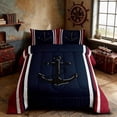Anchor Nautical Comforter Set Twin Size,Geometric Red Blue Stripes ...