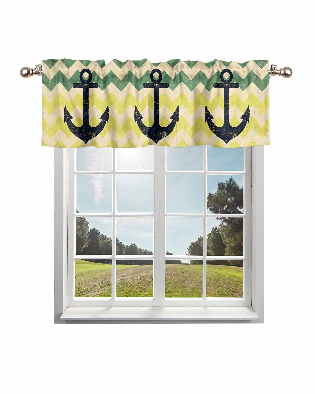 Anchor Nautical Curtain Valance for Windows/Living Room/Kitchen ...