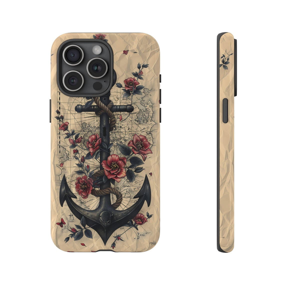 Anchor Nautical Map Sailor Flowers Coastal Marine Design Phone Case for ...