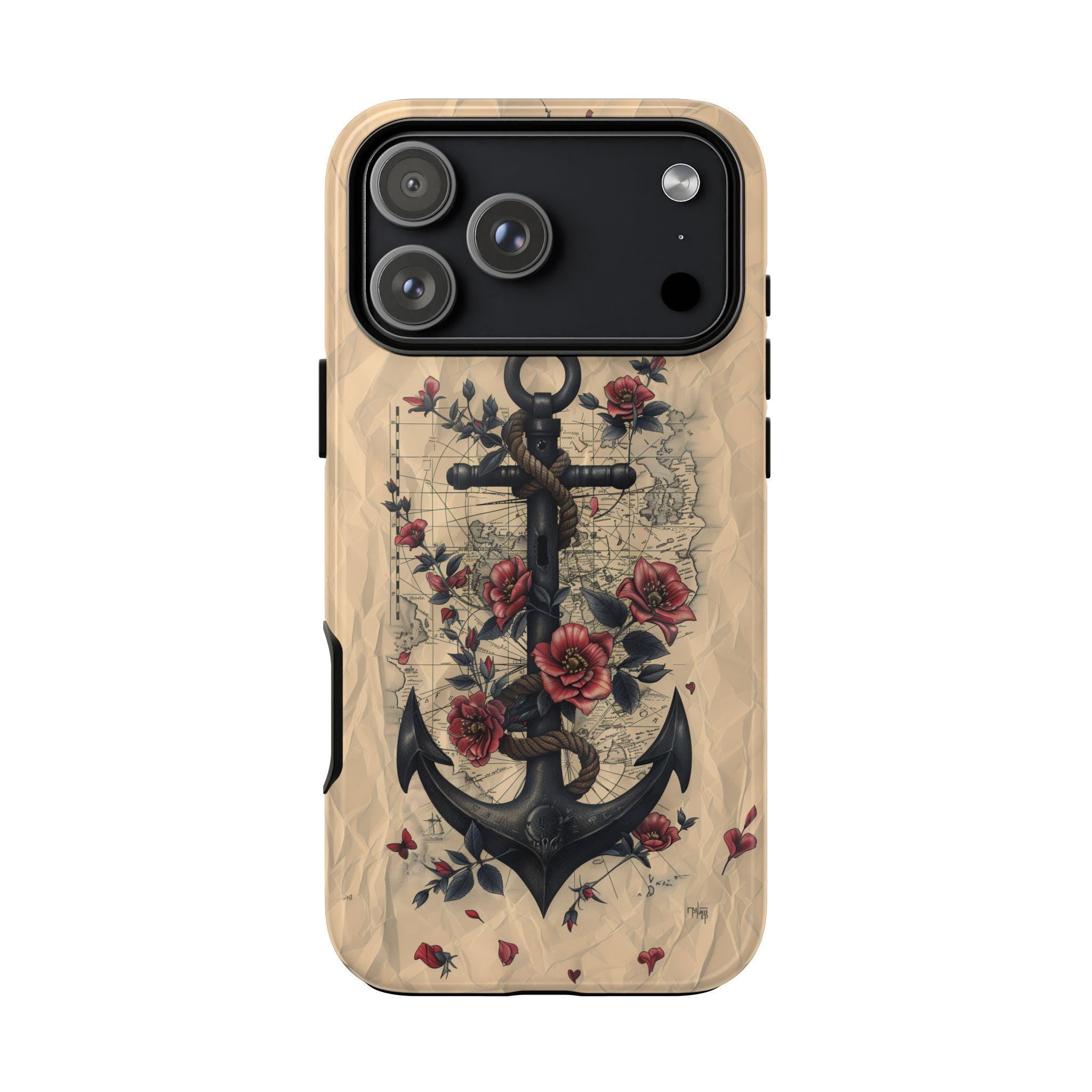 Anchor Nautical Map Sailor Flowers Ocean Style Phone Case with iPhone ...