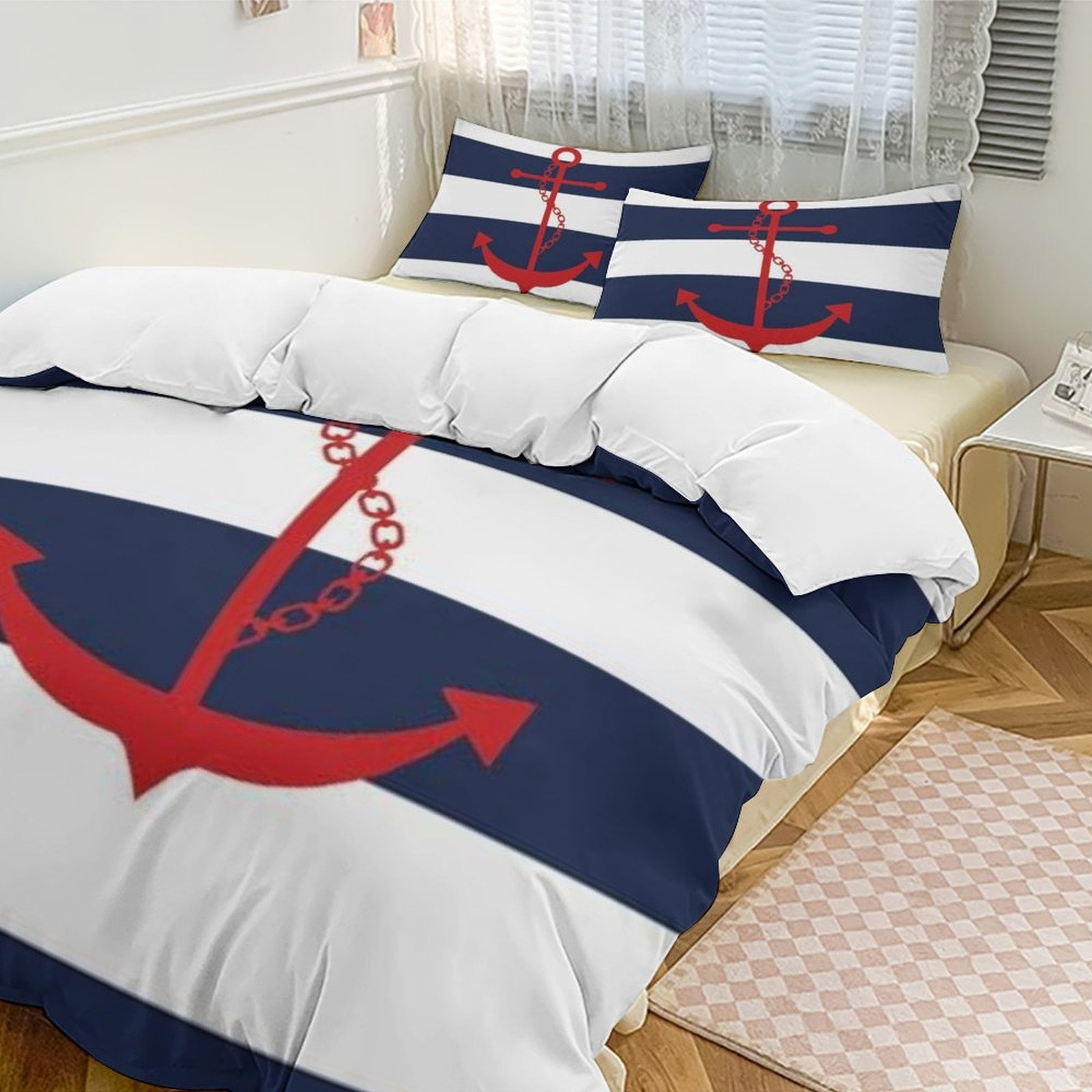 Anchor Nautical Steamboat 3D Set Duvet Cover Quilt Cover Theme for Twin ...