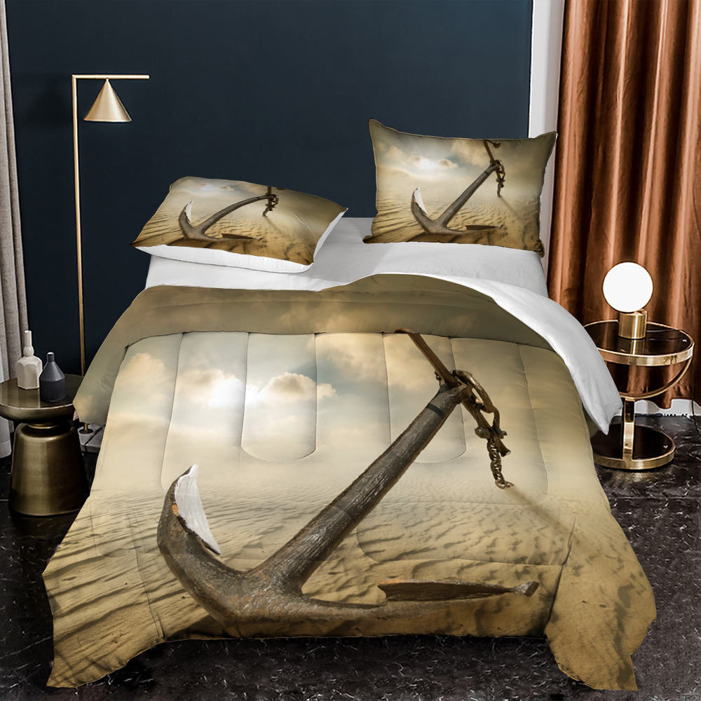 Anchor Nautical Steamboat Bedding Set Ocean Coastal Theme Blue and ...