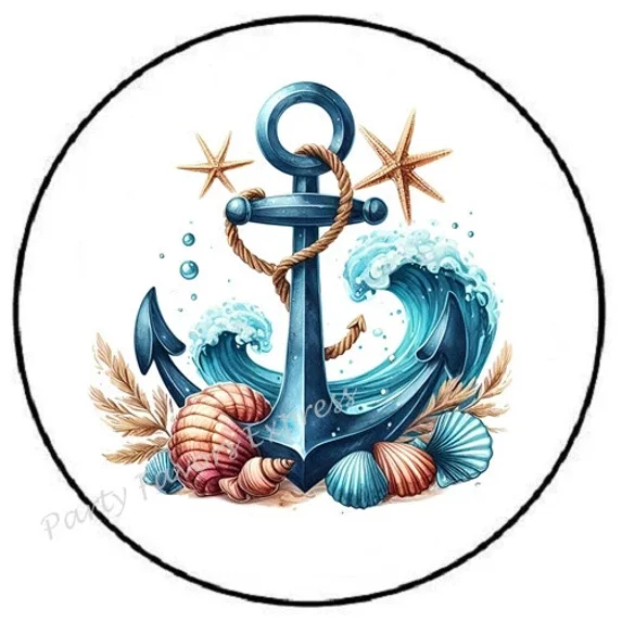 Anchor Nautical Stickers Party Favors Phone Decal Water Bottle Stickers ...