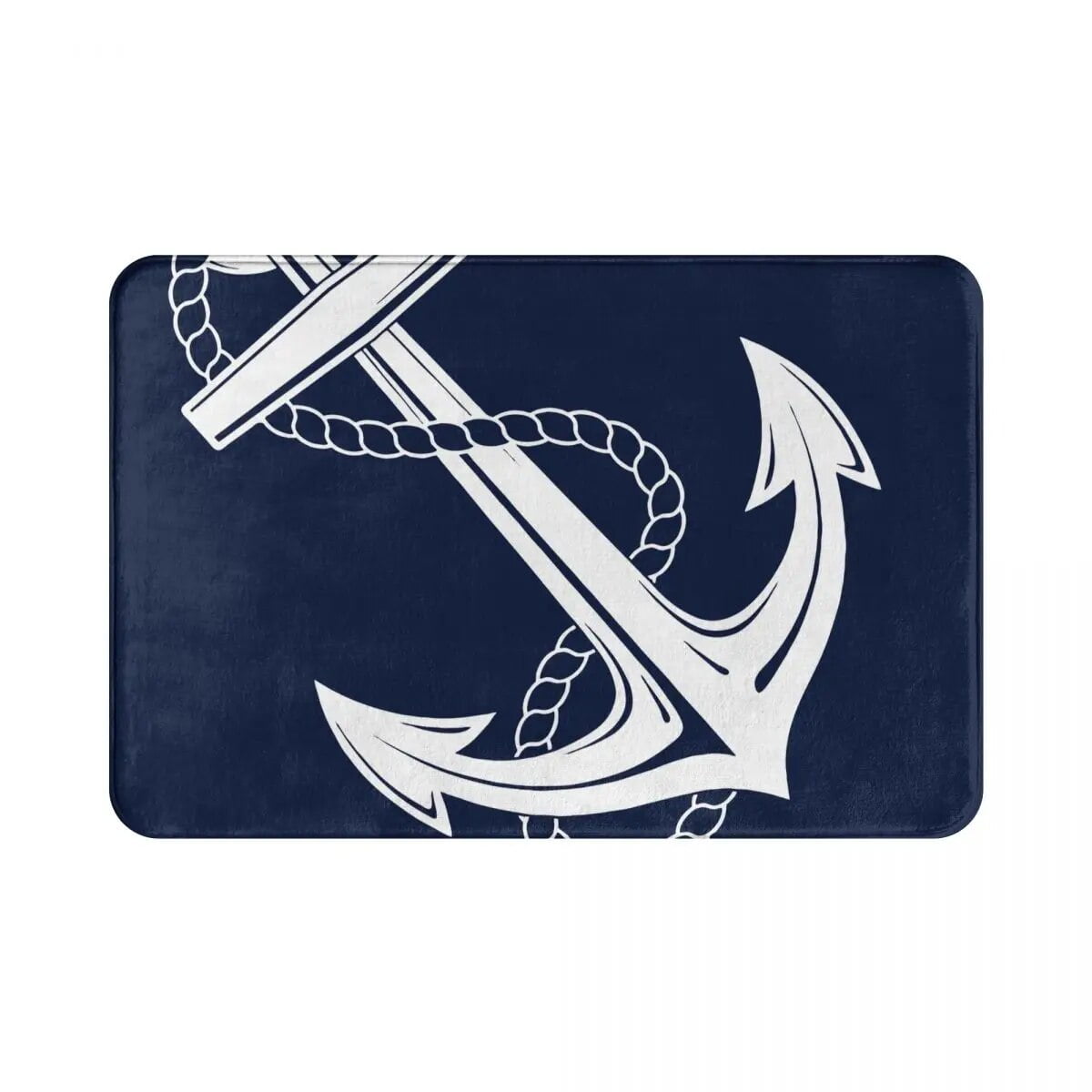 Anchor Nautical White Navy Doormat Rectangle Soft Bathroom Entrance ...