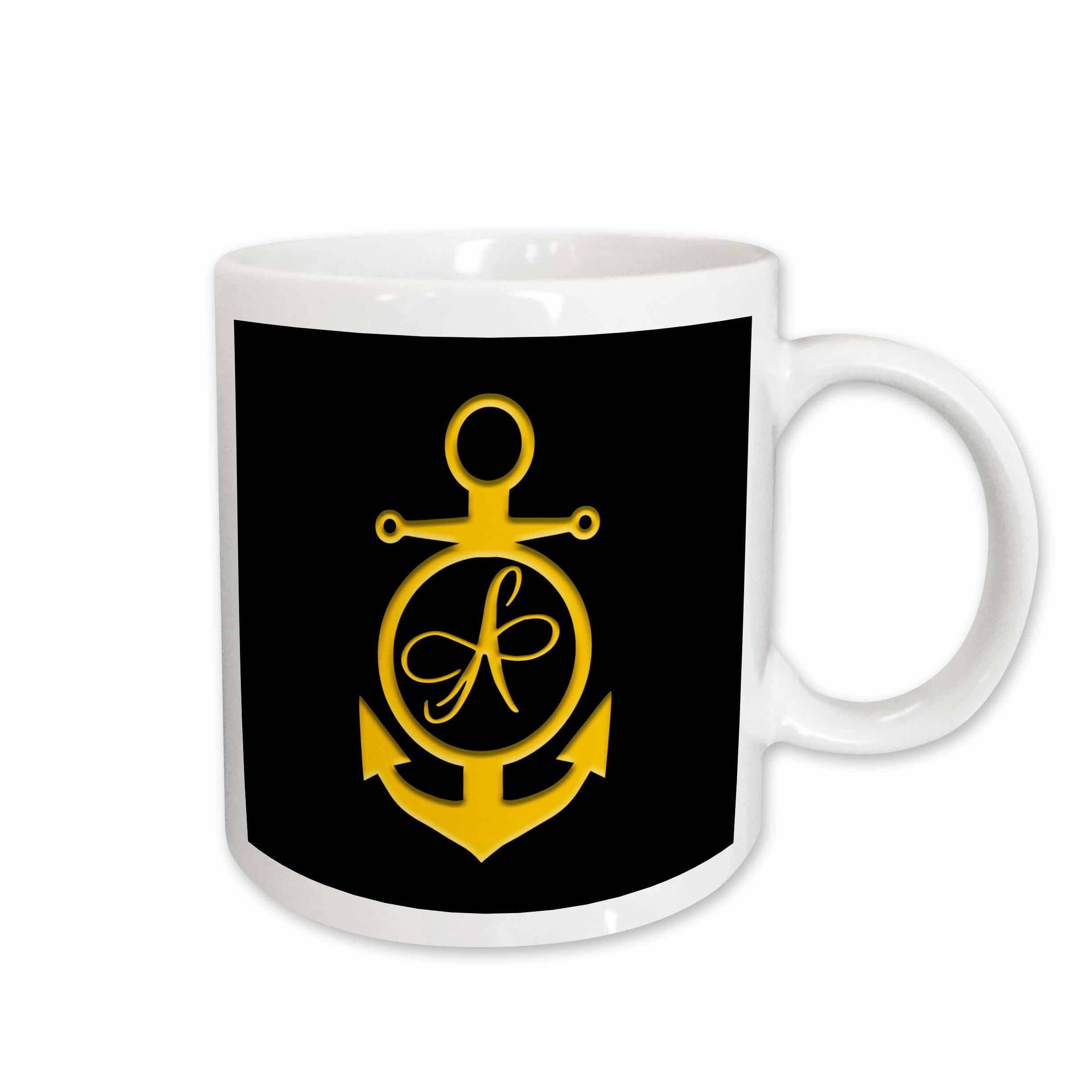 3drose, Anchor Naval Maritime Monogram. Gold on Black. Elegant Letter A ...