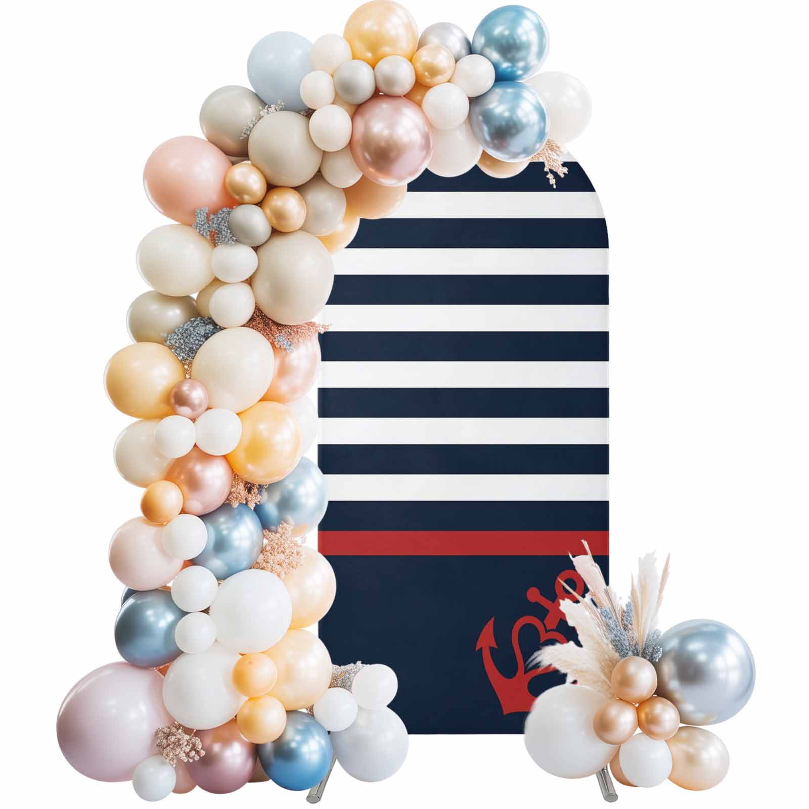 Anchor Navy Blue Arch Backdrop Cover 7.2x4 Ft, Spandex Wedding Arch ...