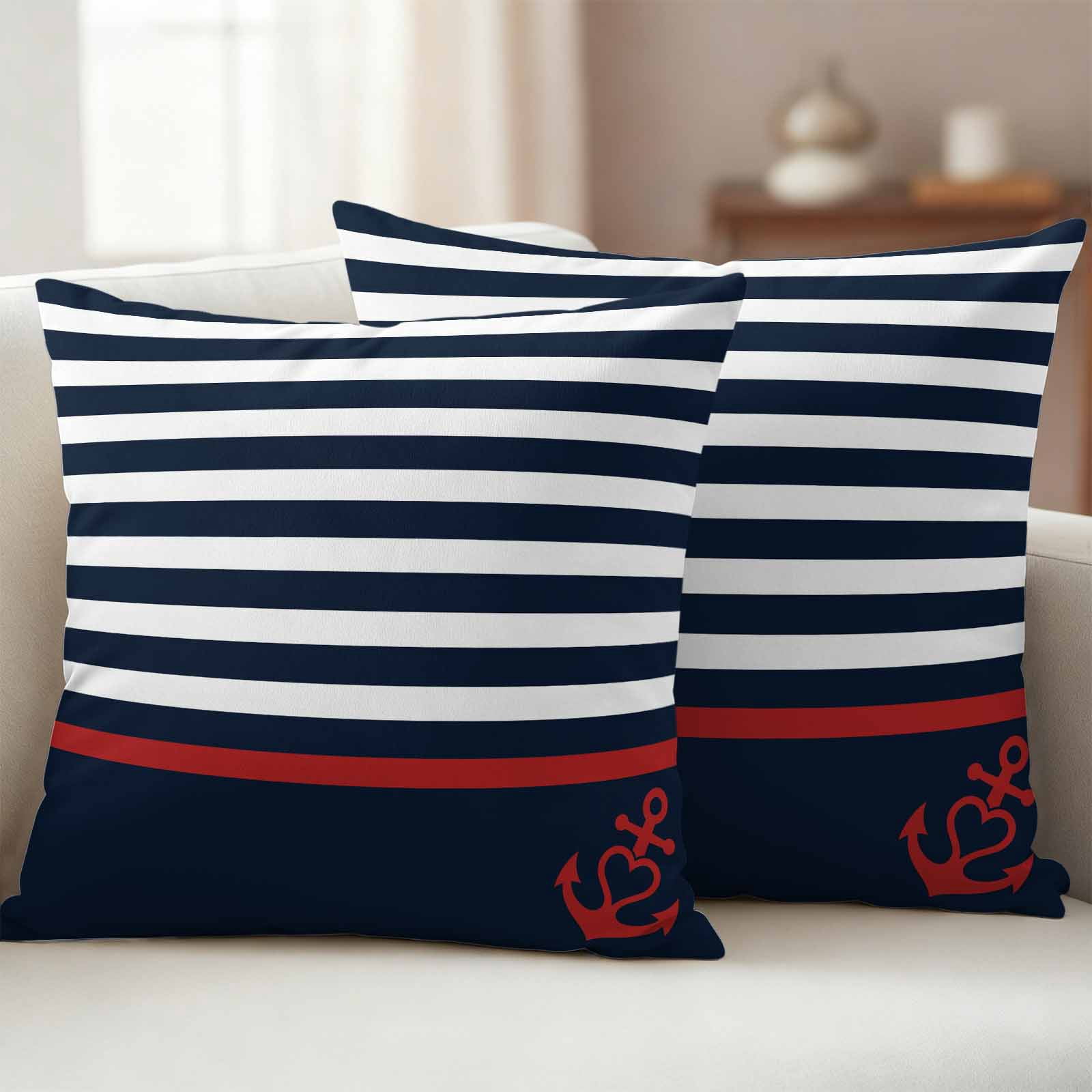 Anchor Navy Blue Outdoor Waterproof Throw Pillow Covers 24x24 Set of 2 ...