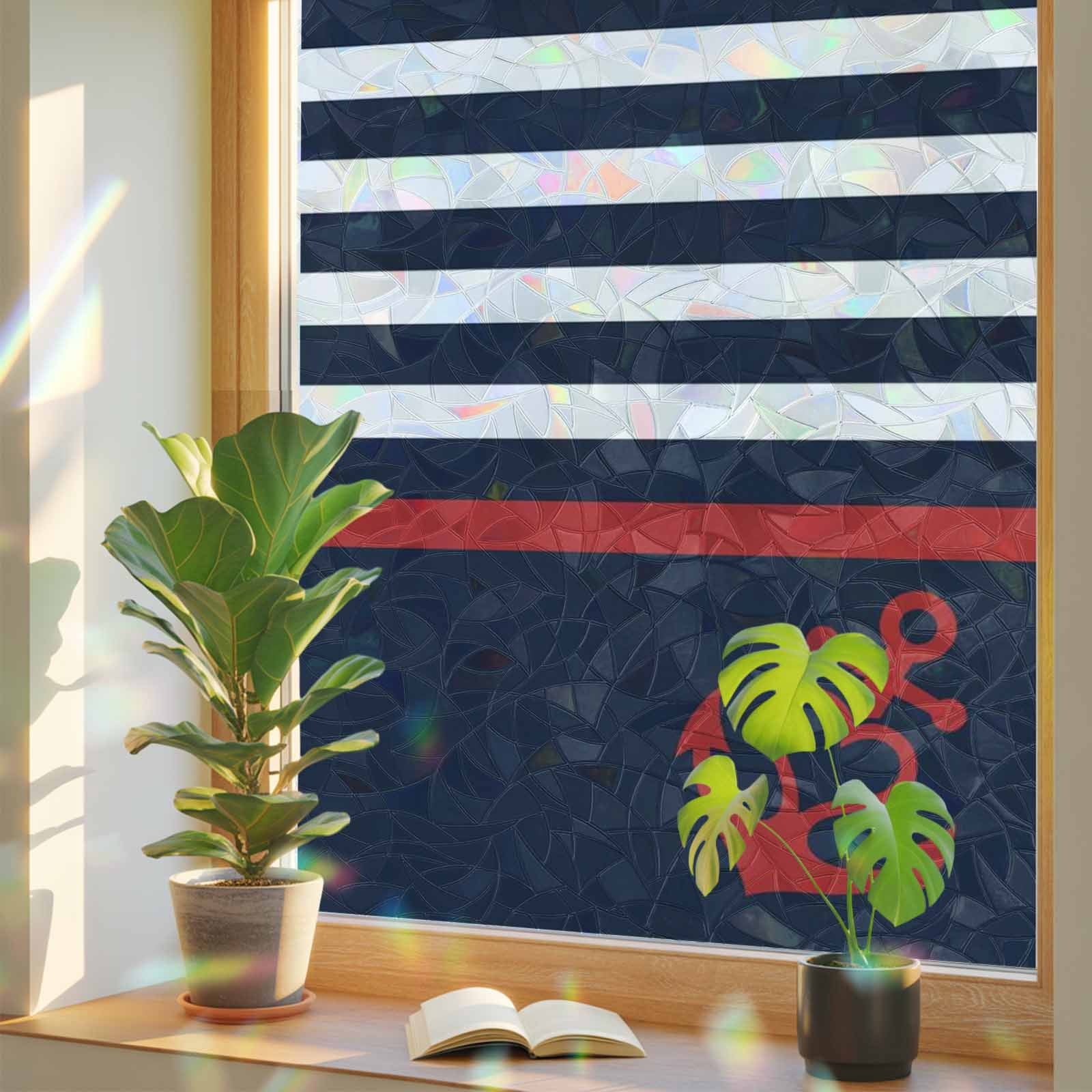 Anchor Navy Blue Privacy Window Film, Decorative Stained Glass Window ...