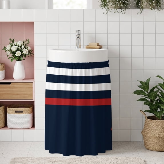 Anchor Navy Blue Small Sink Skirt 10''x11'', Red Nautical White ...