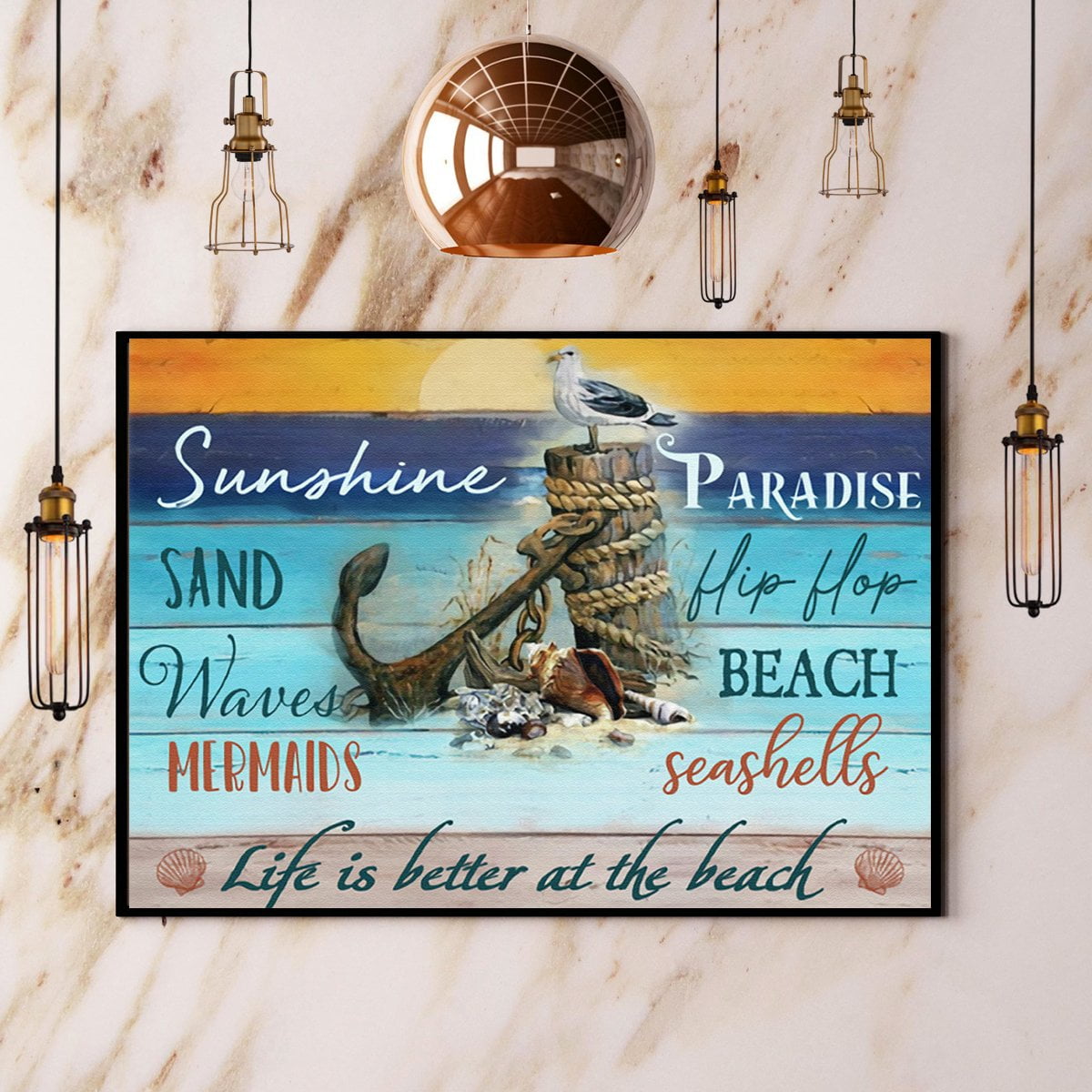 Anchor Ocean Life Is Better At The Beach Seashells Paper Poster No ...