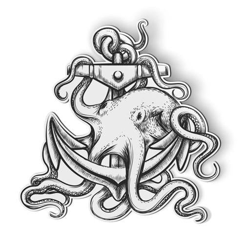 Anchor Octopus Nautical Sea - 5" Magnet for Car Locker Refrigerator ...