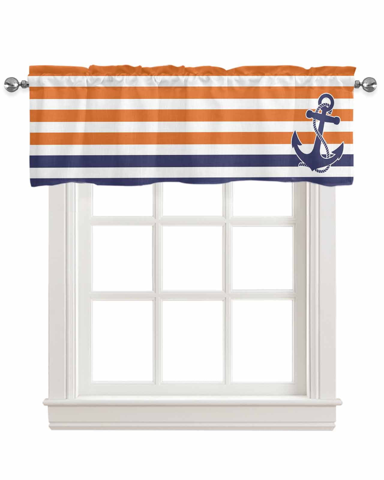 Anchor Orange Kitchen Valances for Windows Farmhouse Linen Window ...