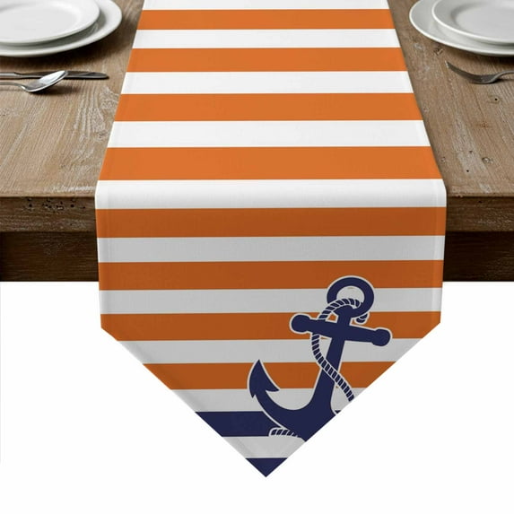 Anchor Orange Table Runner Linen Burlap Table Runner 60 Inches Long ...