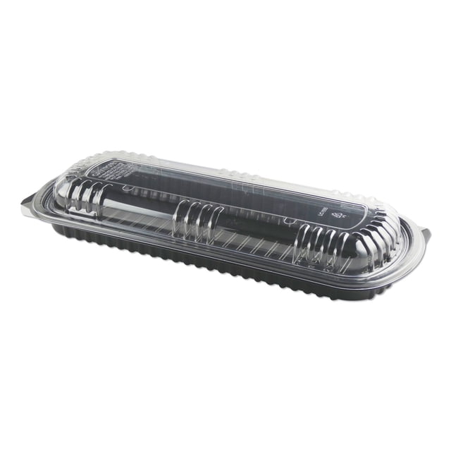 Anchor Packaging Rib Container w/Vented Anti-Fog Lids Full Slab Black ...