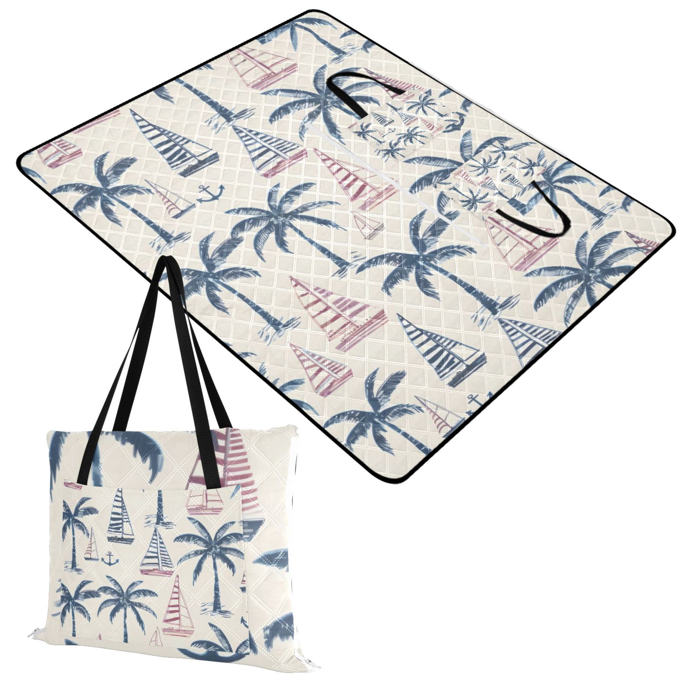 Anchor Palm Tree Ship Extra Large Picnic Beach Blanket Waterproof Sand ...