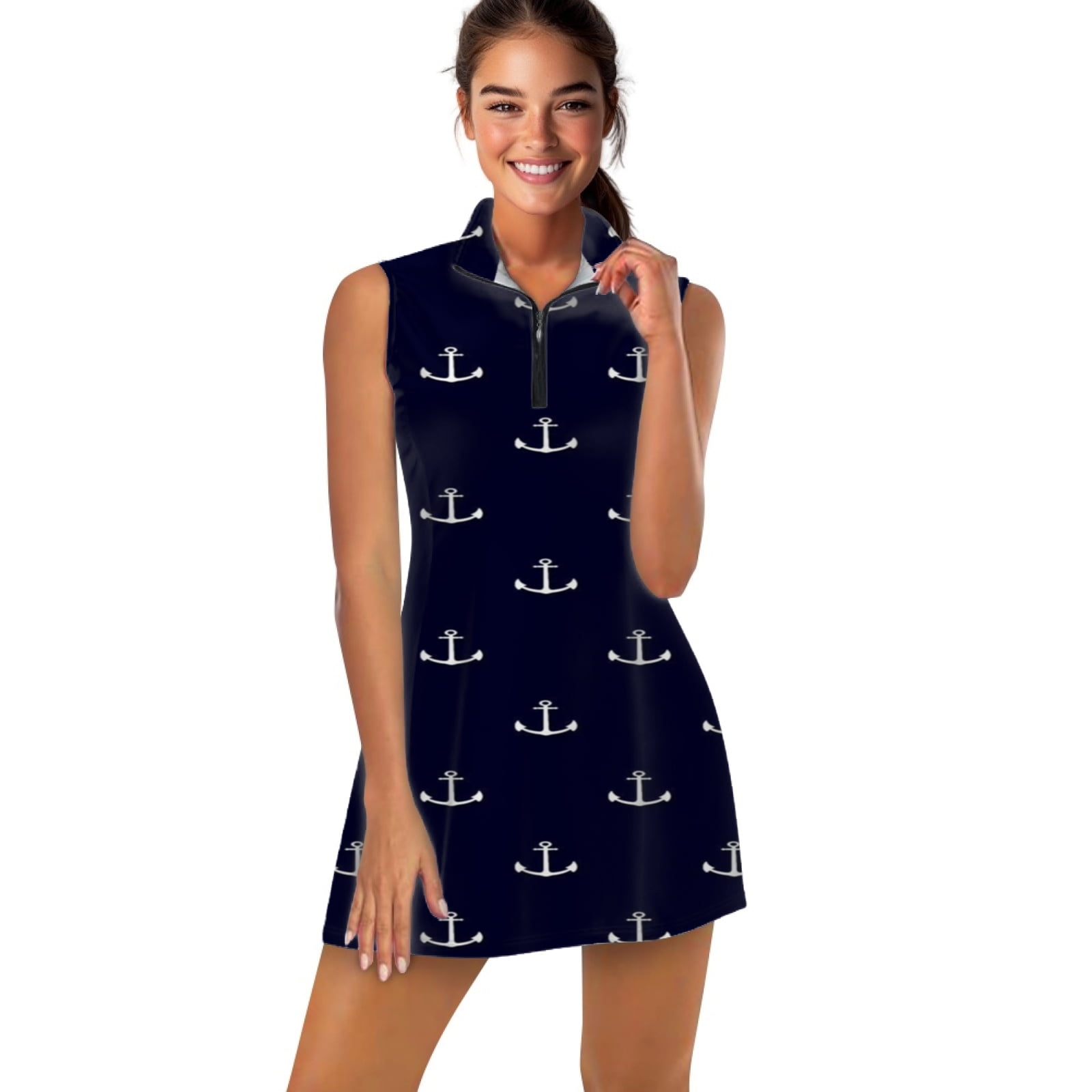 Anchor Pattern Sports Dresses Women Tennis Dress with Separate Shorts ...